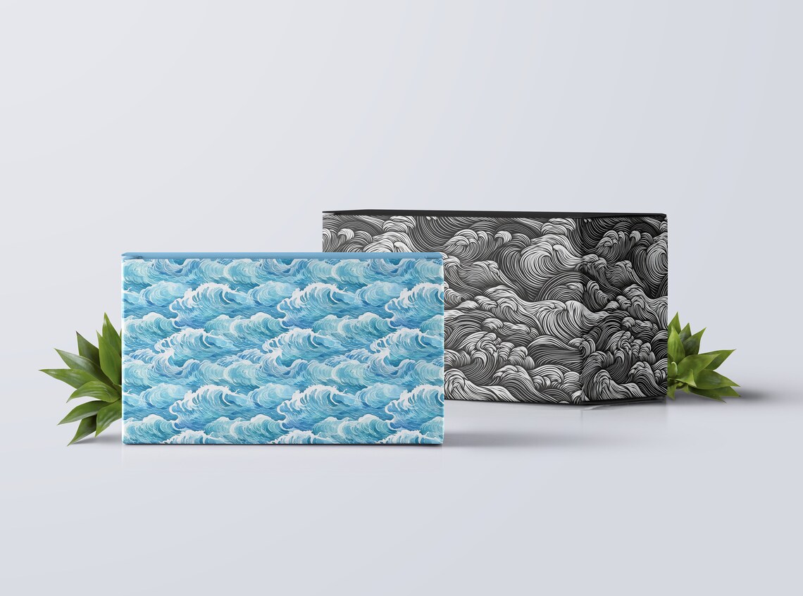 Ocean Waves Seamless Patterns - 9 Designs Bundle - Colorful Digital ...