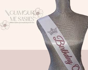 Custom Sash, Ribbon Sash, Birthday Sash, Pageant Sash, Glitter Sash ...