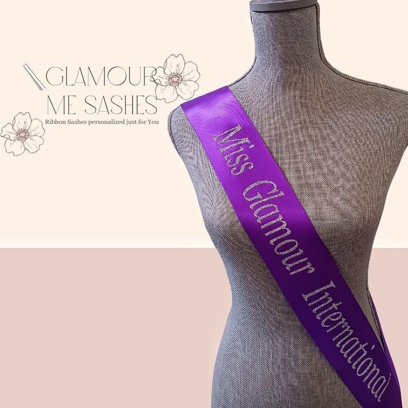 Custom Sash, Ribbon Sash, Birthday Sash, Pageant Sash, Glitter Sash ...
