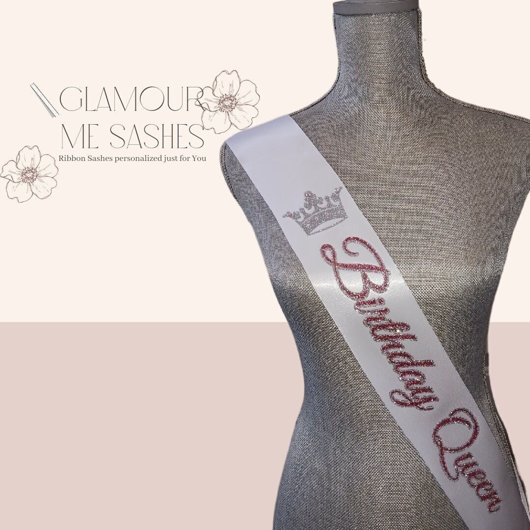 Custom Sash, Ribbon Sash, Birthday Sash, Pageant Sash, Glitter Sash ...