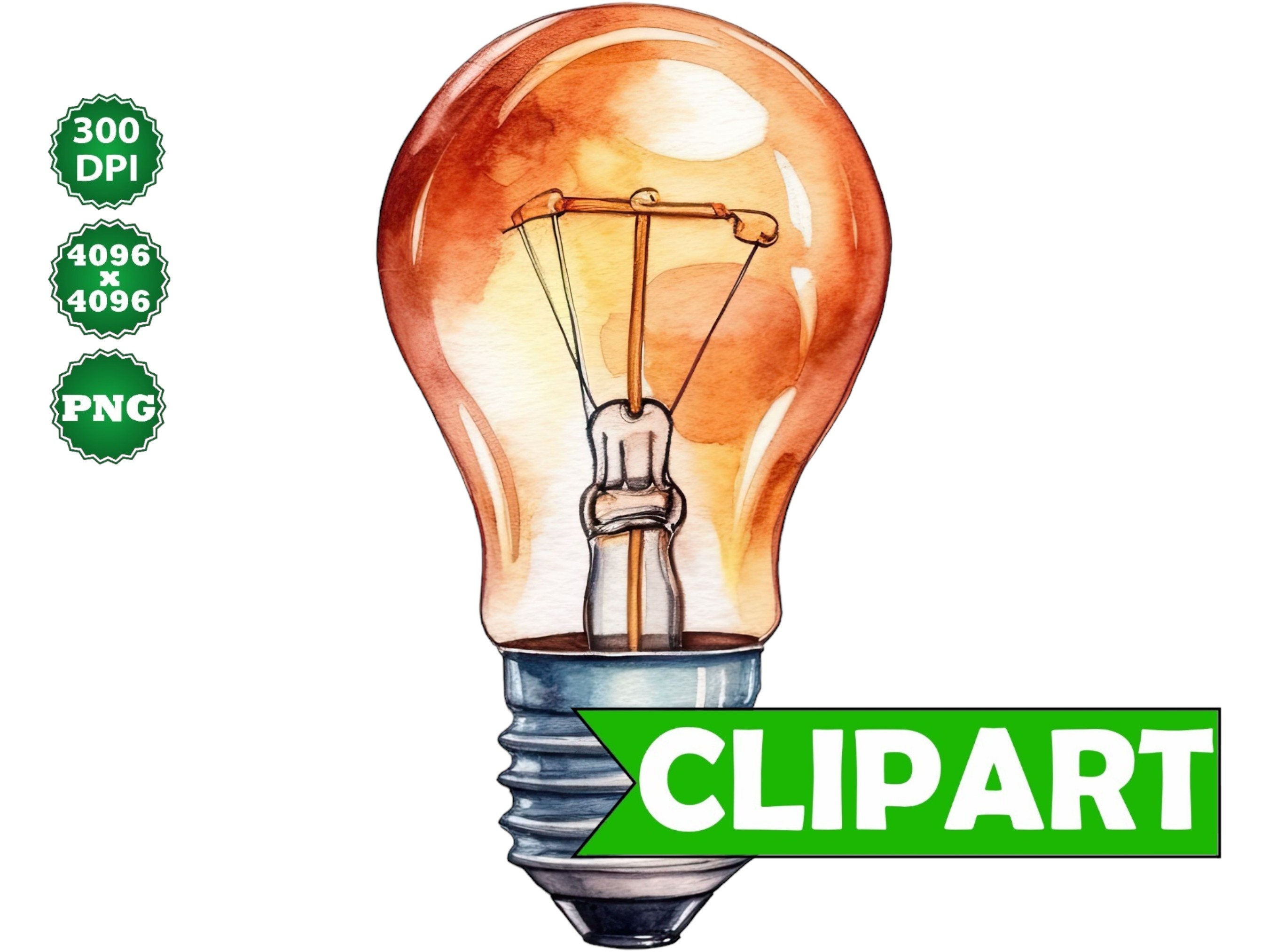 Watercolor Clipart, Light Bulb With Idea, Card Making, Junk Journal ...