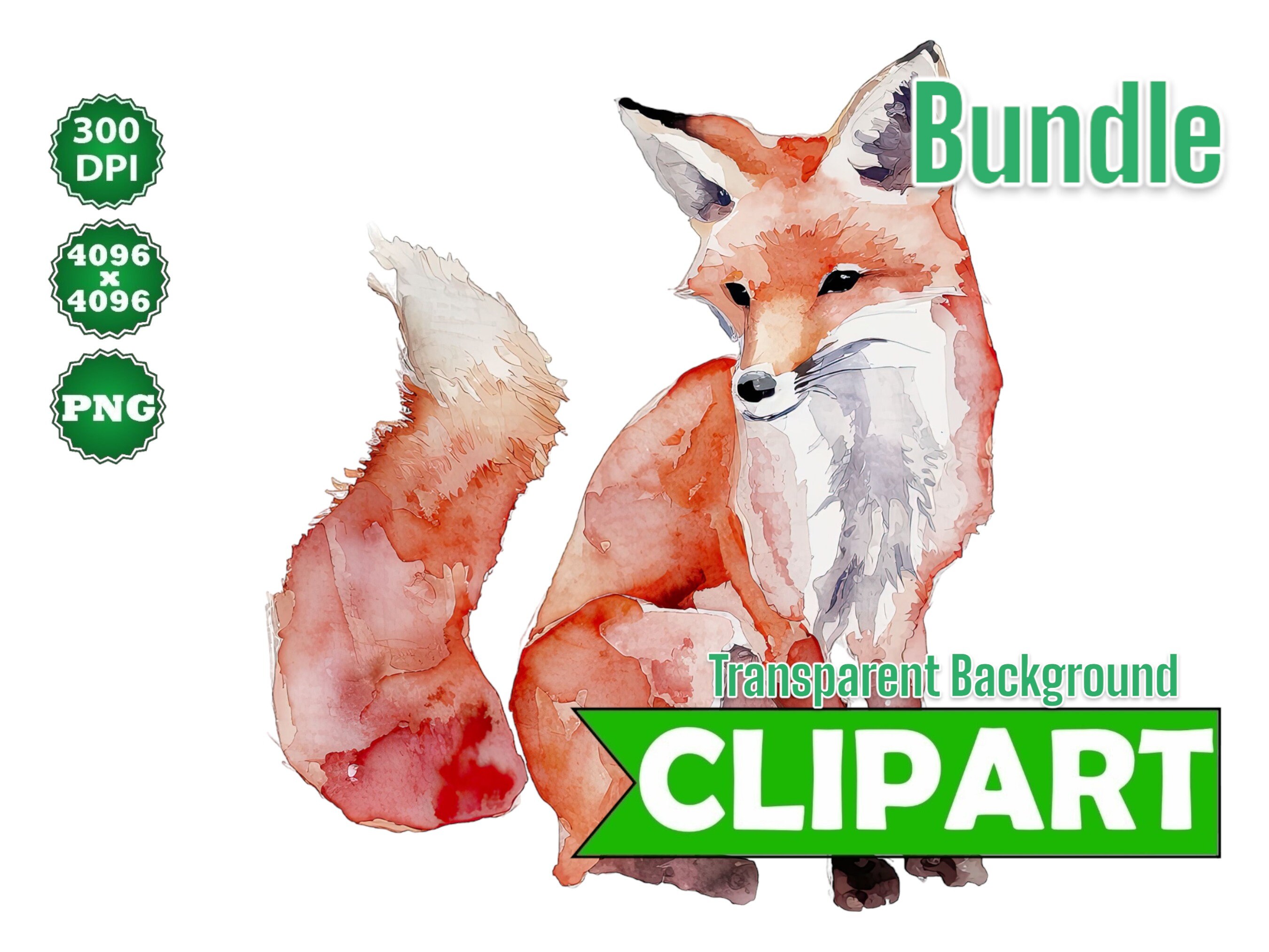 Watercolor Clipart Red Fox Digital Paper Craft Scrap Books - Etsy