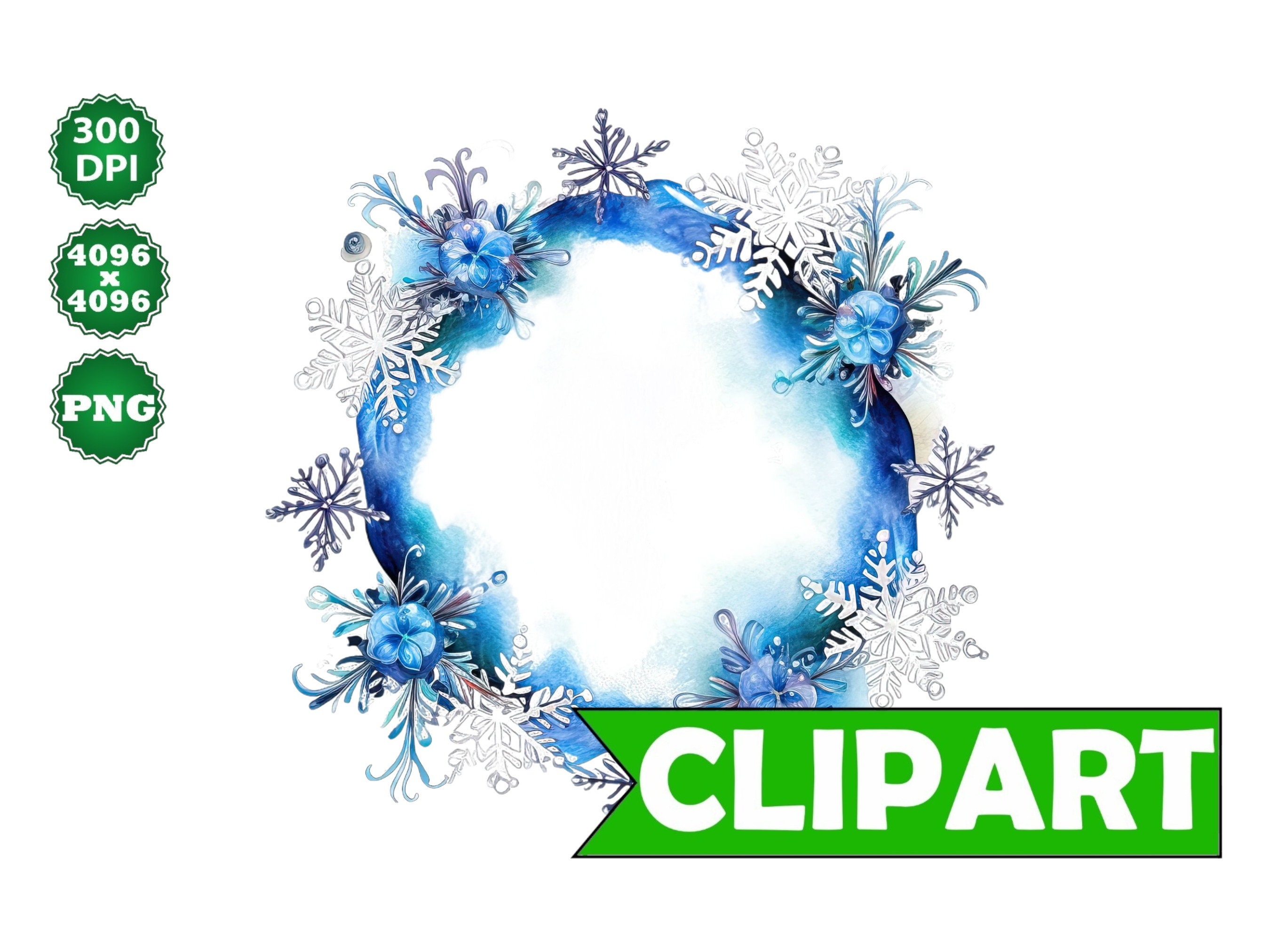 Watercolor Clipart Snowflakes Frame Card Making Junk - Etsy