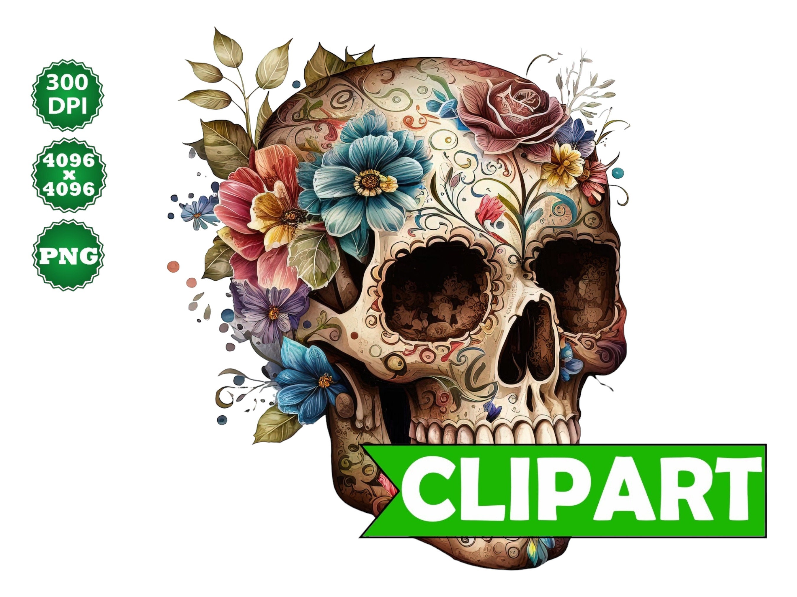 Watercolor Clipart Sugar Skull Card Making Junk Journal - Etsy