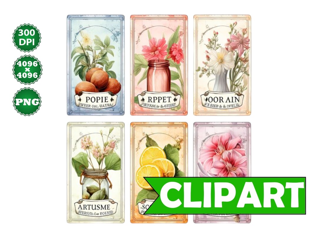 Watercolor Clipart Retro Pantry Labels Card Making Digital - Etsy