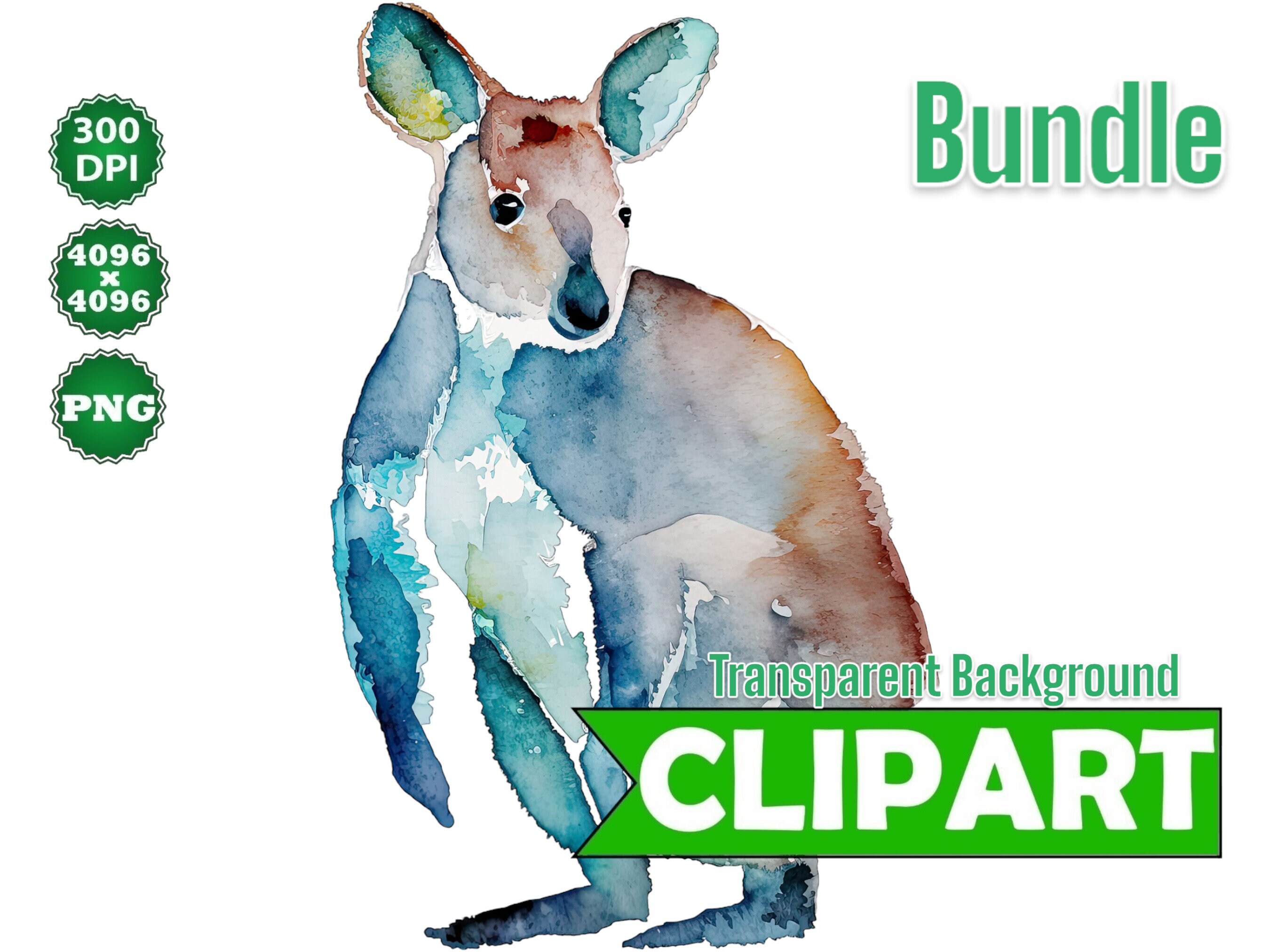 Watercolor Clipart Wallaby Digital Paper Craft Scrap Books - Etsy