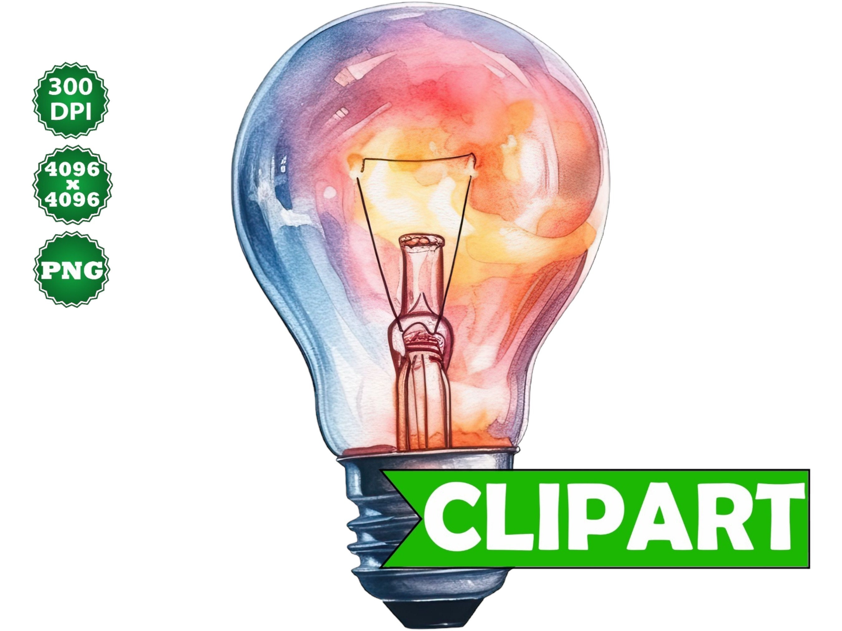 Watercolor Clipart, Light Bulb With Idea, Card Making, Junk Journal ...