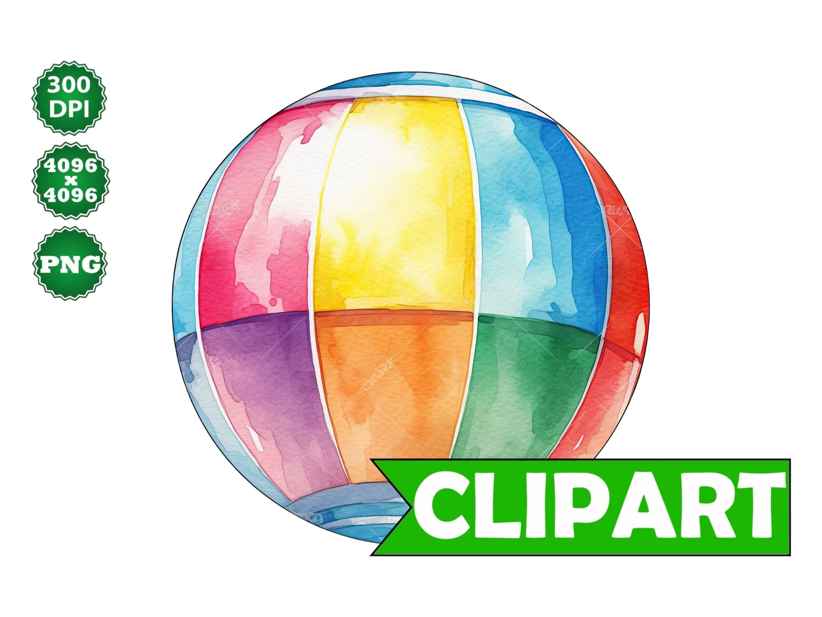 Watercolor Clipart Summer Beach Ball Card Making Junk - Etsy