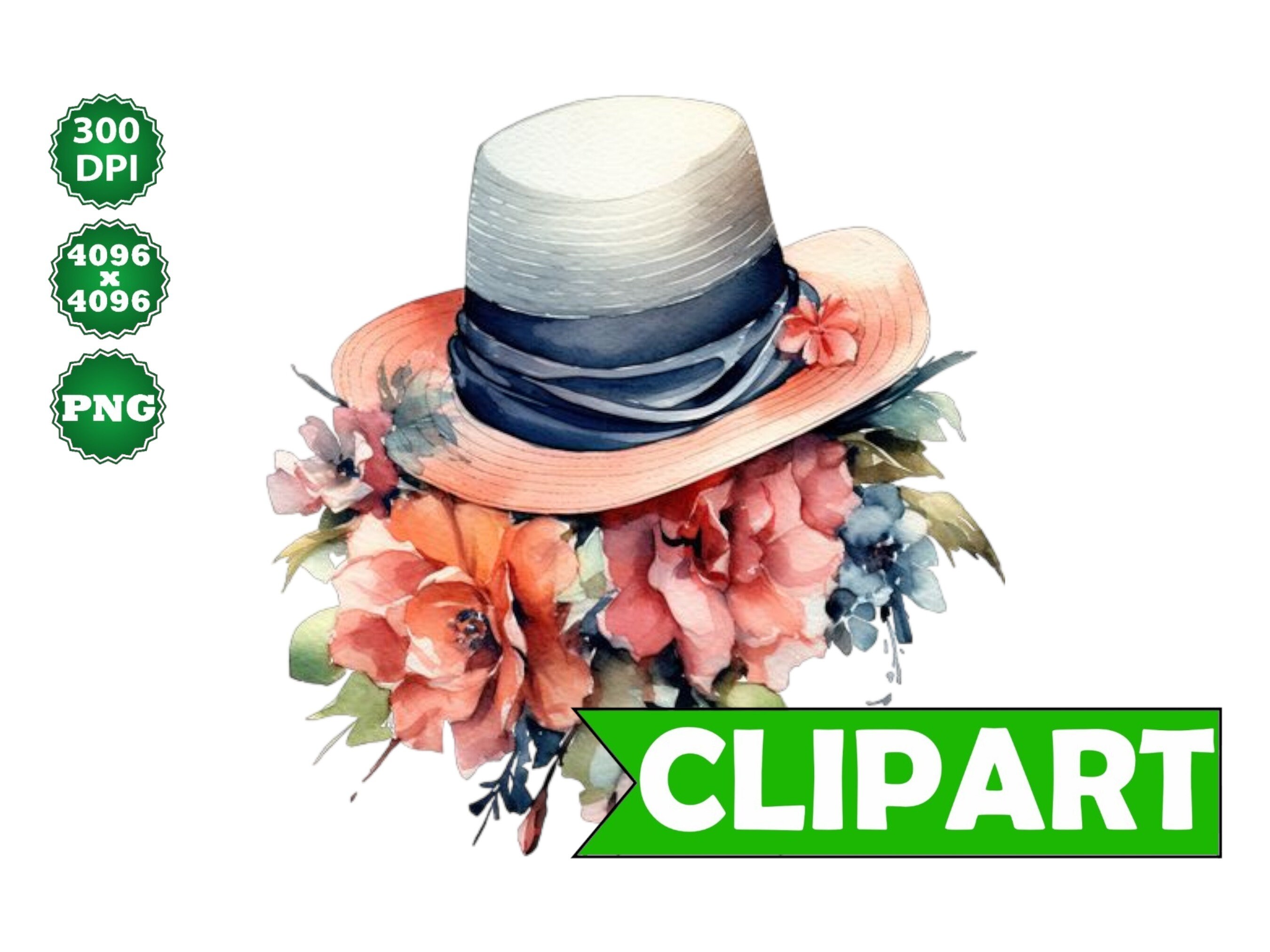 Watercolor Clipart Fashionable Womens Hat Card Making - Etsy