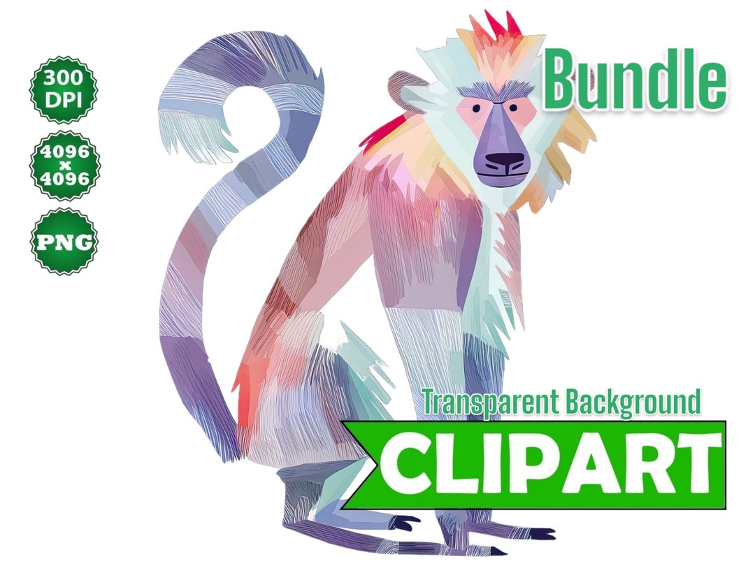 Watercolor Clipart Mandrill Digital Paper Craft Scrap - Etsy