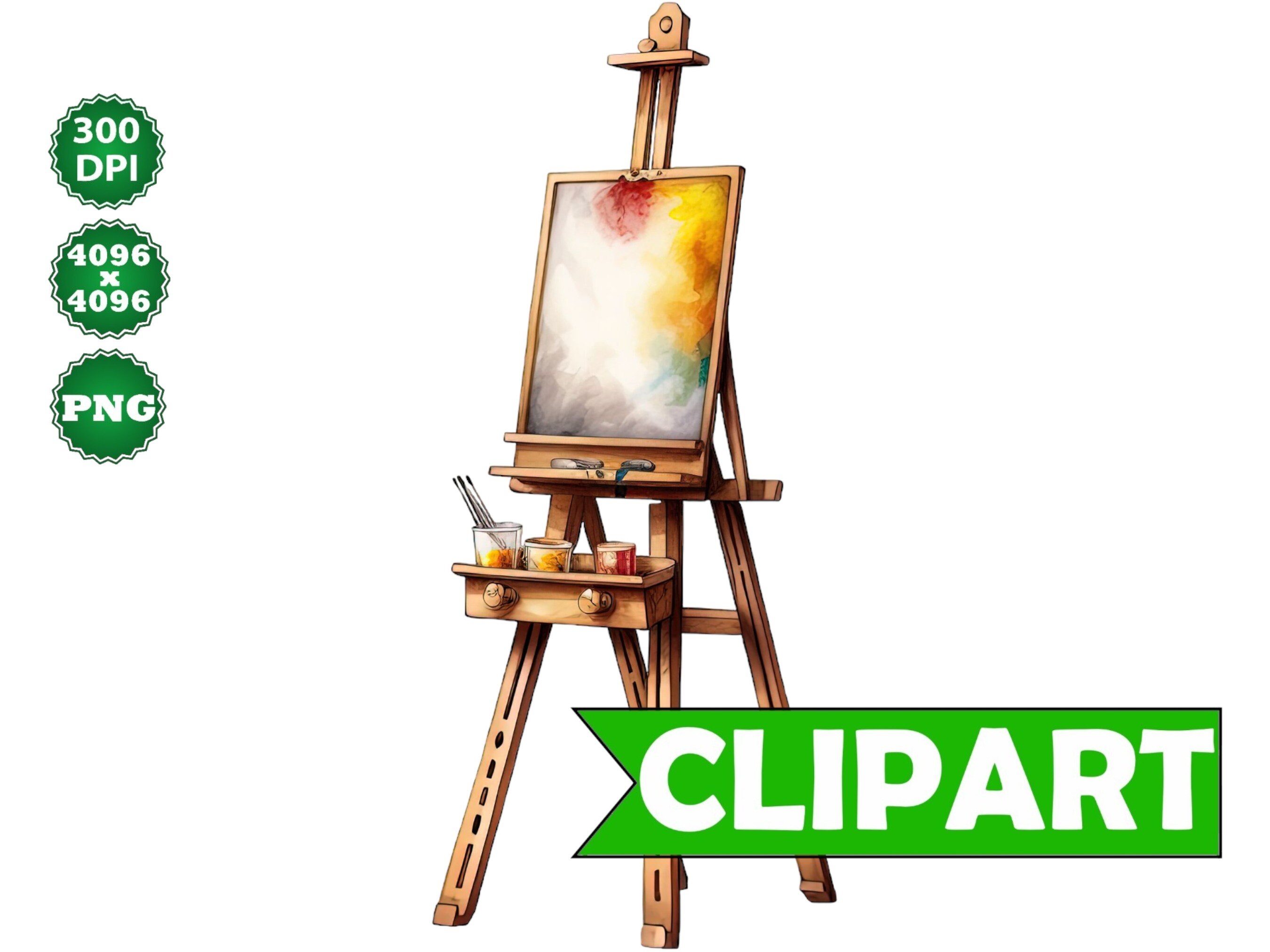 Watercolor Clipart Artist Easel With Canvas Card Making - Etsy