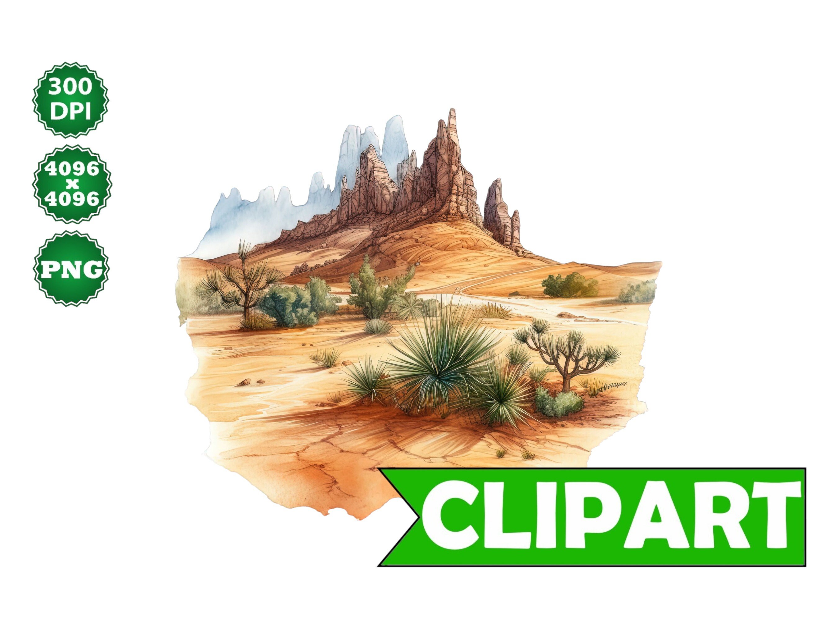Watercolor Clipart Desert Landscape Card Making Junk - Etsy