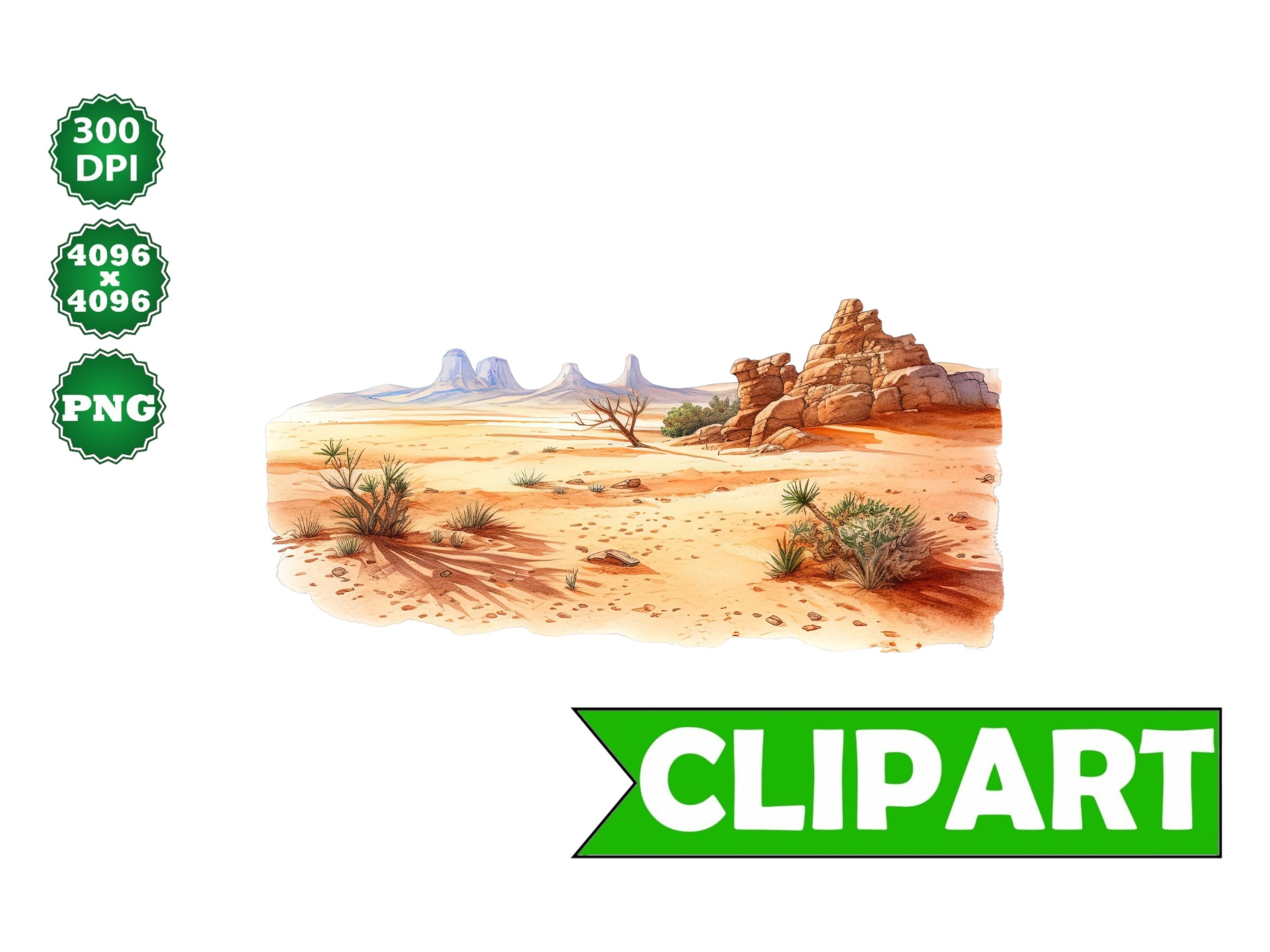 Watercolor Clipart Desert Landscape Card Making Junk - Etsy