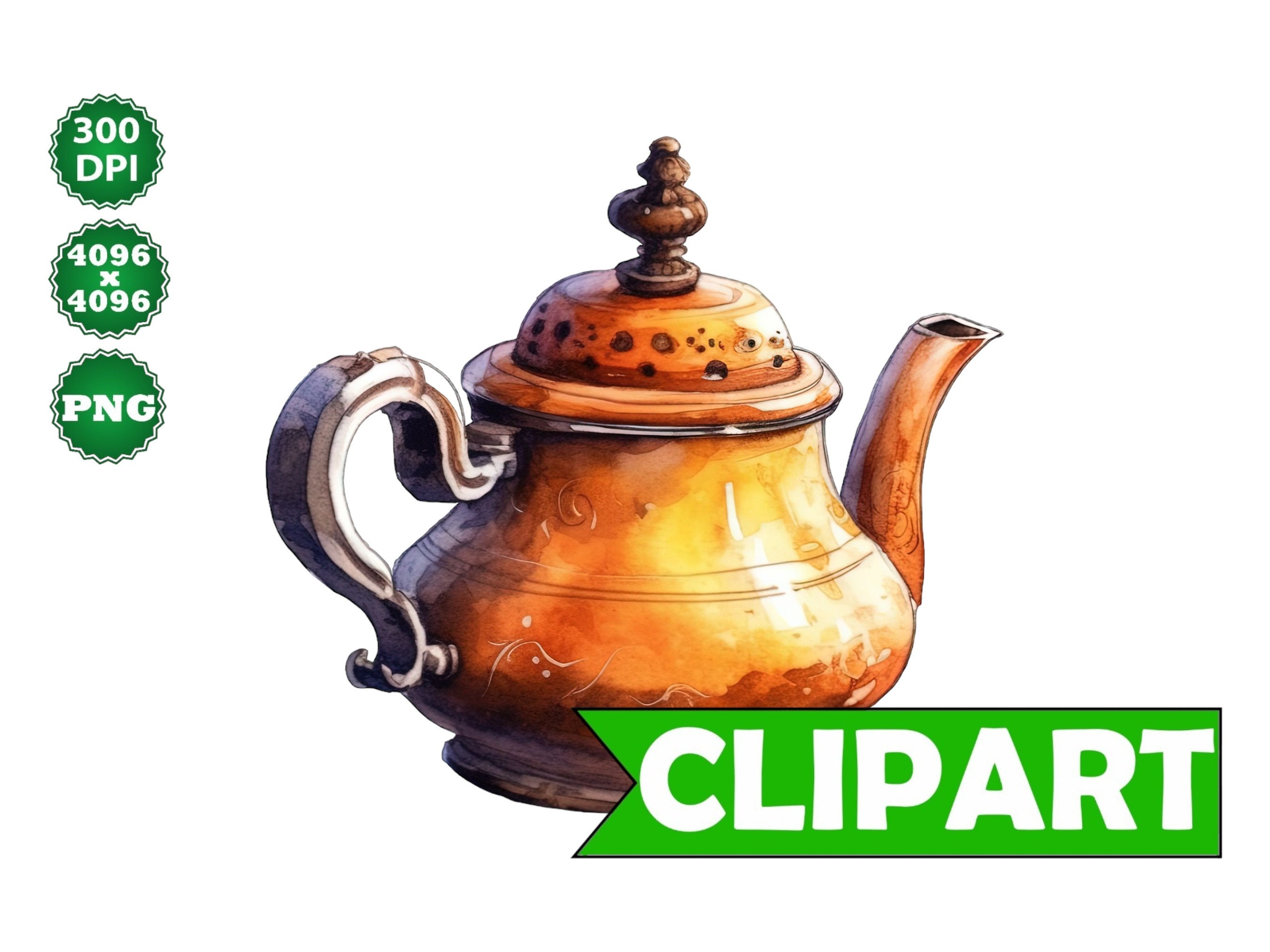 Watercolor Clipart Charming Teapot Card Making Junk - Etsy