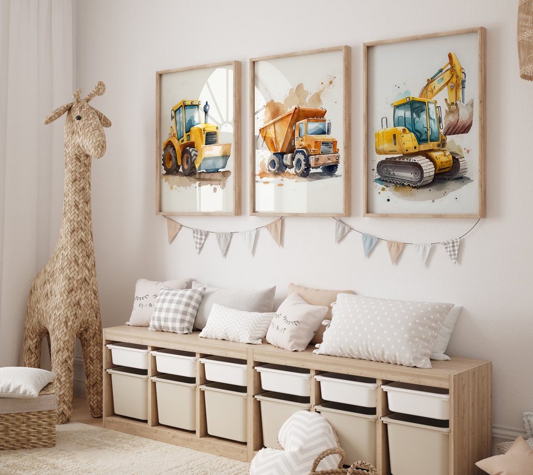 Kids Construction Truck Prints Set 3 Construction Gift Truck - Etsy