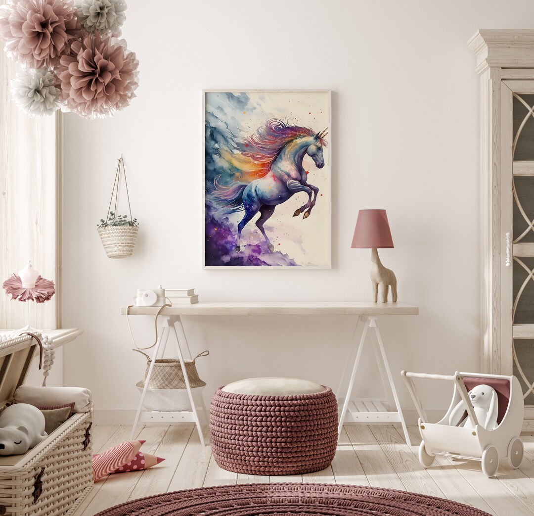 Magical Rainbow Unicorn Watercolour Print, Enchanting Art, Girls ...