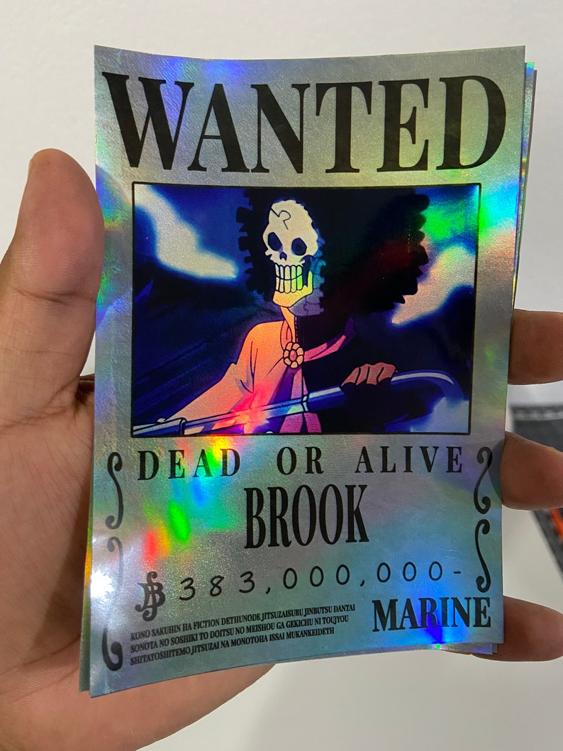 One Piece Holographic Vinyl Sticker Wanted water Resistant - Etsy