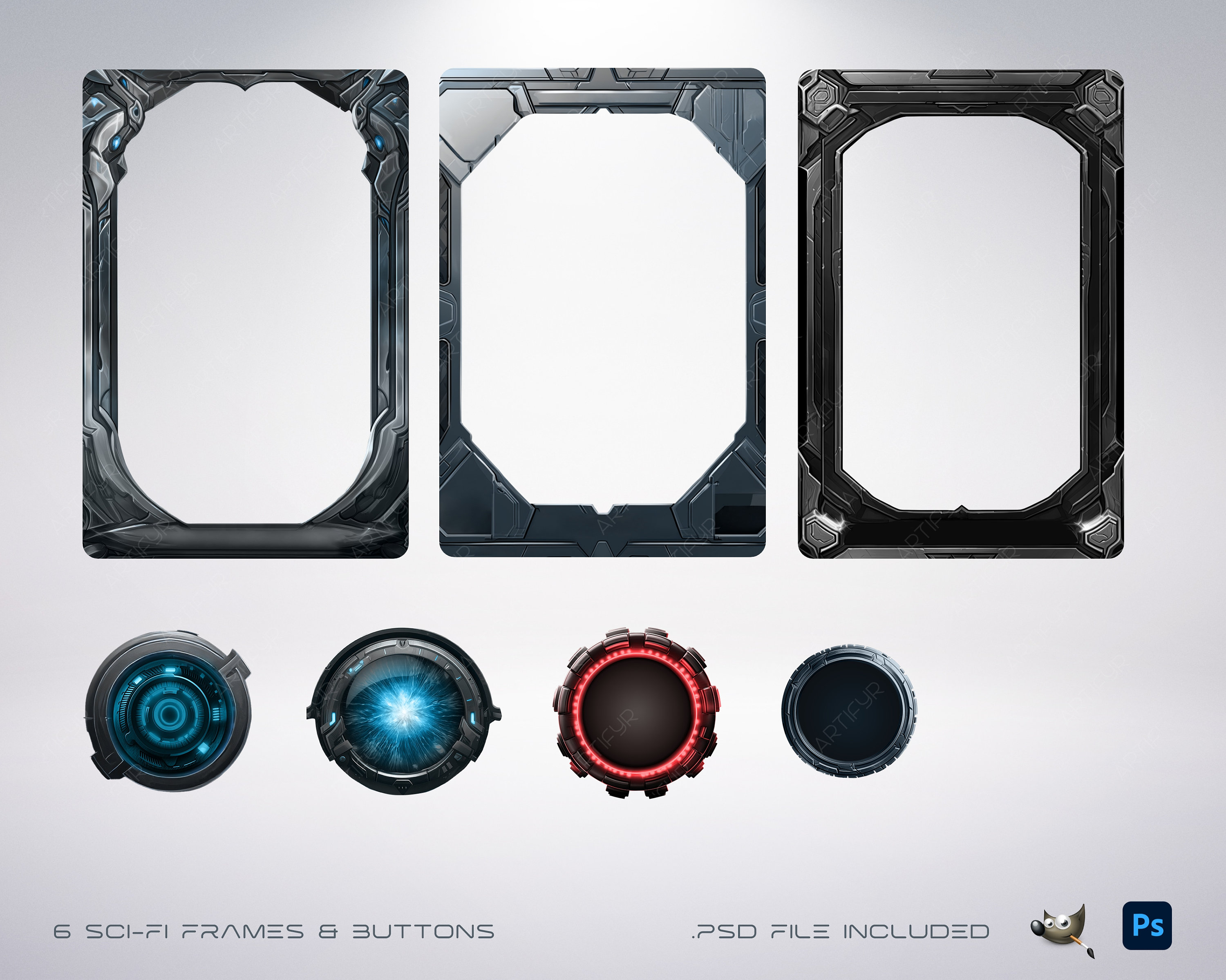 DIY Sci-fi Card Game Template | 6 Customizable Card Frames | TCG ...