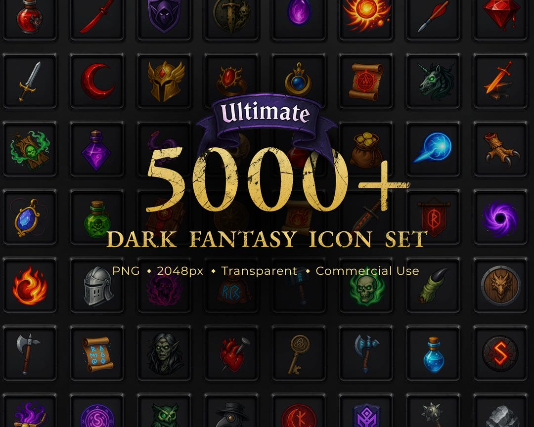 5000+ Dark Fantasy RPG Icons – Premium Fantasy Asset Pack, 2048px PNG ...