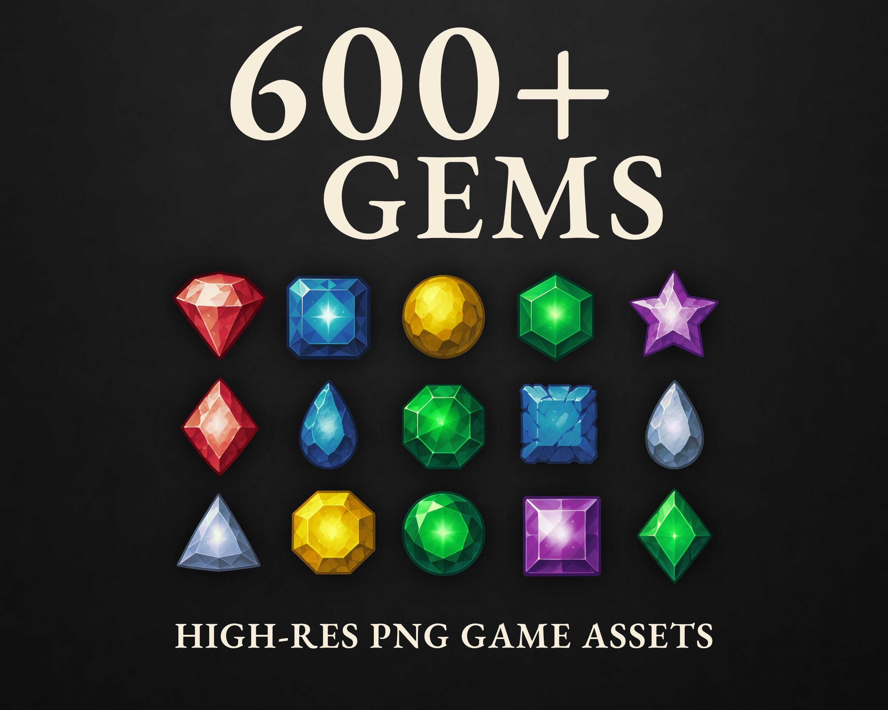 600+ Fantasy Gem Icons – High-quality PNG Game Assets (transparent ...