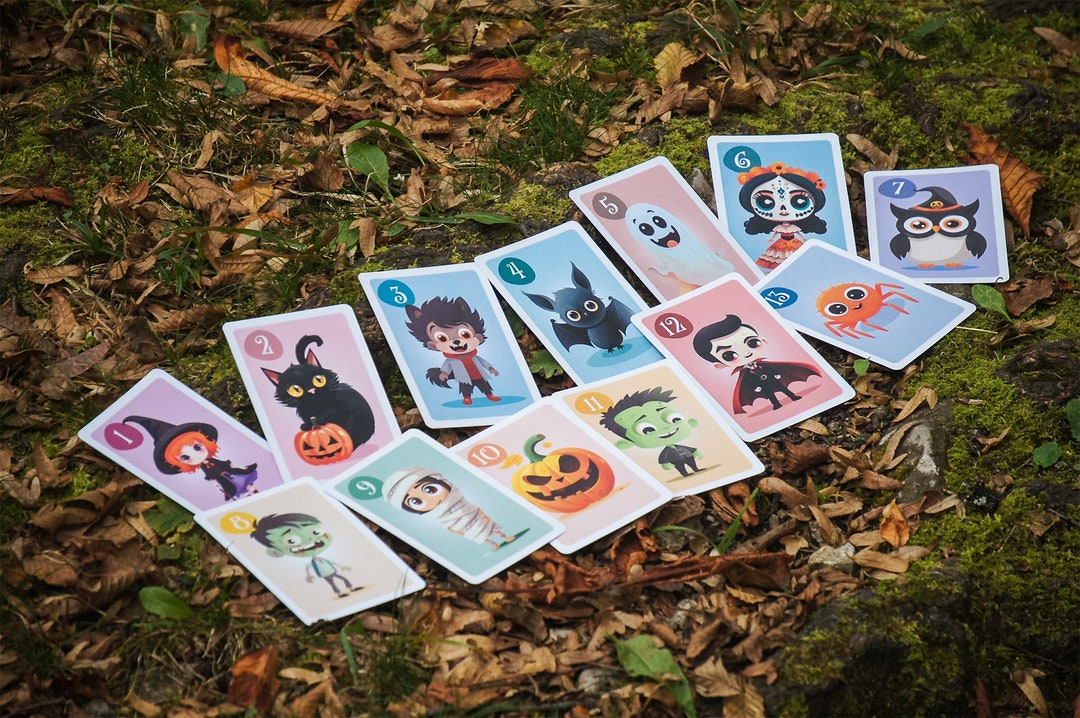 Halloween Card Game for Children Monster Skeleton Vampire Witches ...