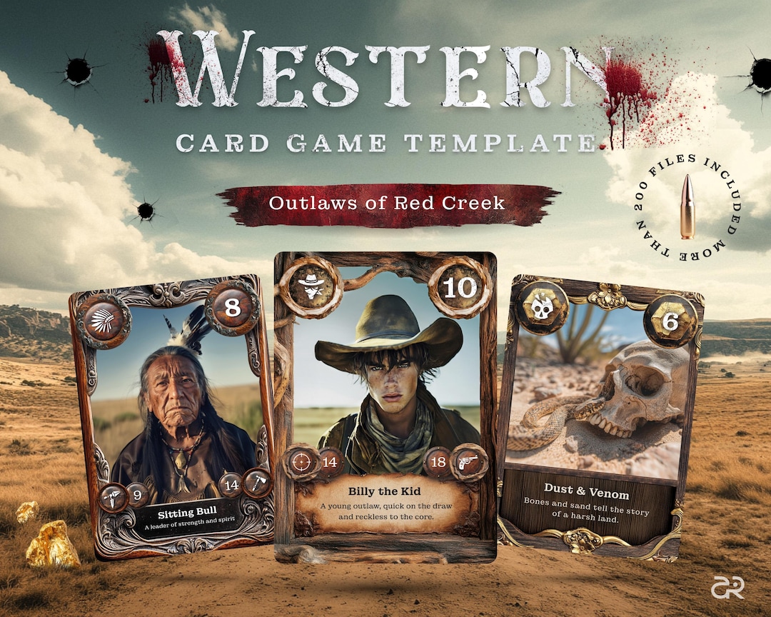 Western TCG Template Set: 3 Card Frames, 80 Character Images, 65 Scene ...