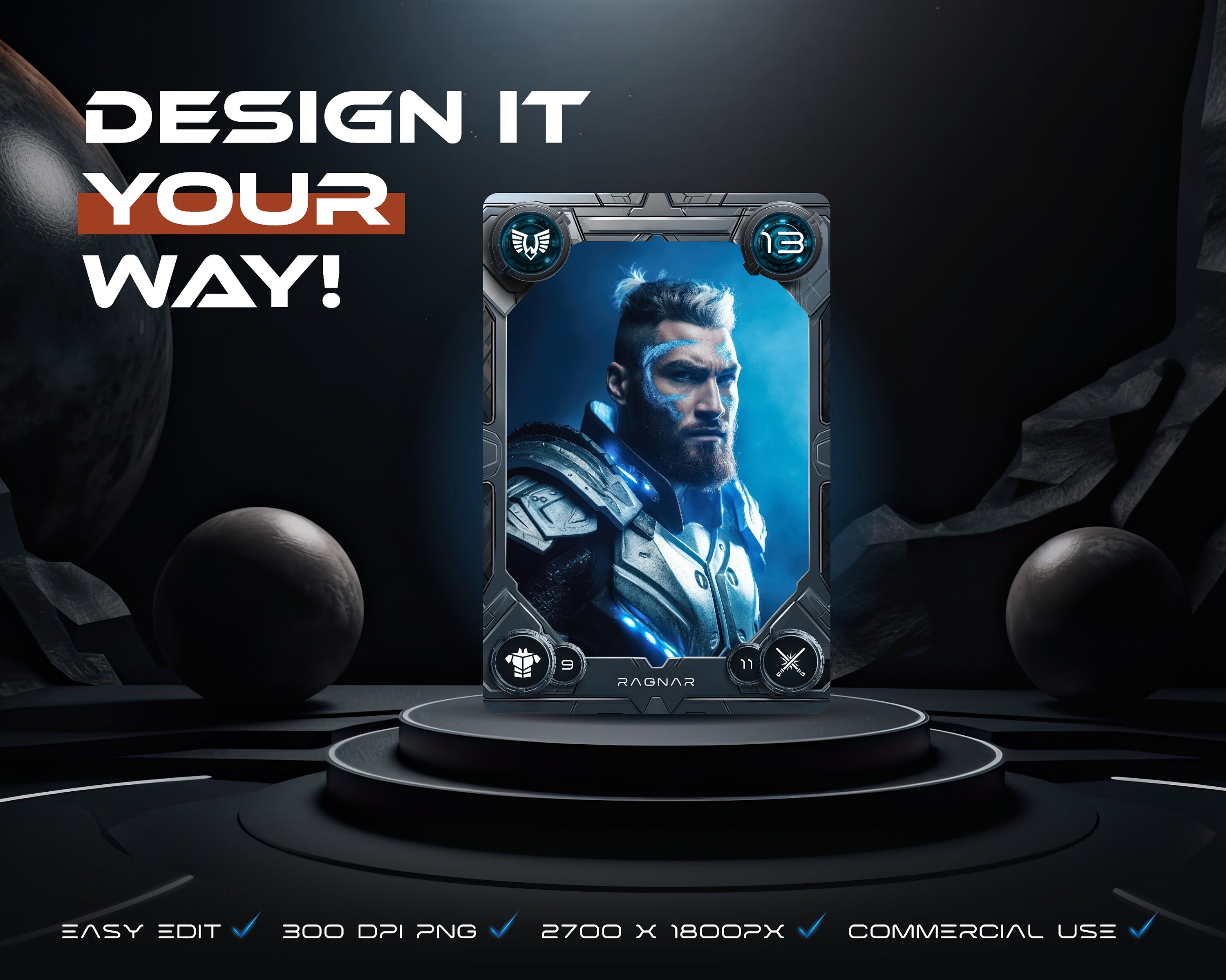 DIY Sci-fi Card Game Template | 6 Customizable Card Frames | TCG ...