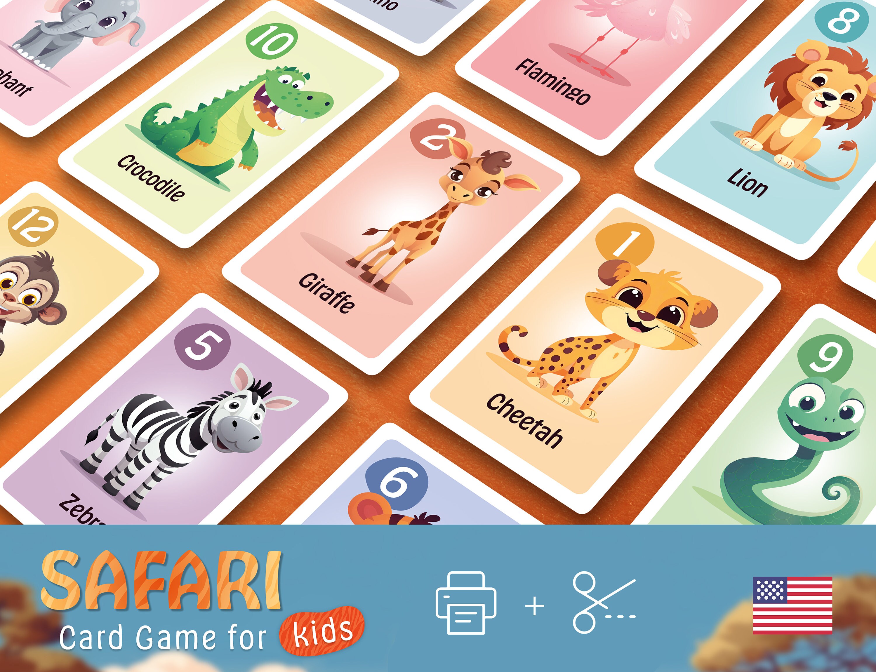 Safari Animal Cards Game for Kids | Print and Play | Go-fish ...
