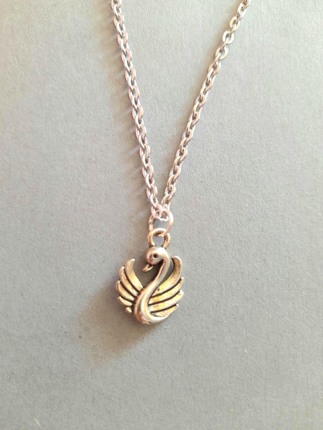Silver Swan Charm Necklace: Stainless Steel Chain - Etsy