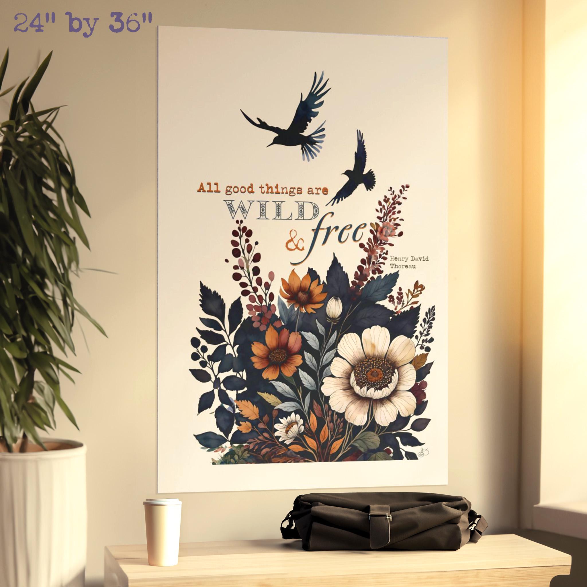 Thoreau Poster. Unframed Henry David Thoreau Quote Floral/leaf Wall Art ...