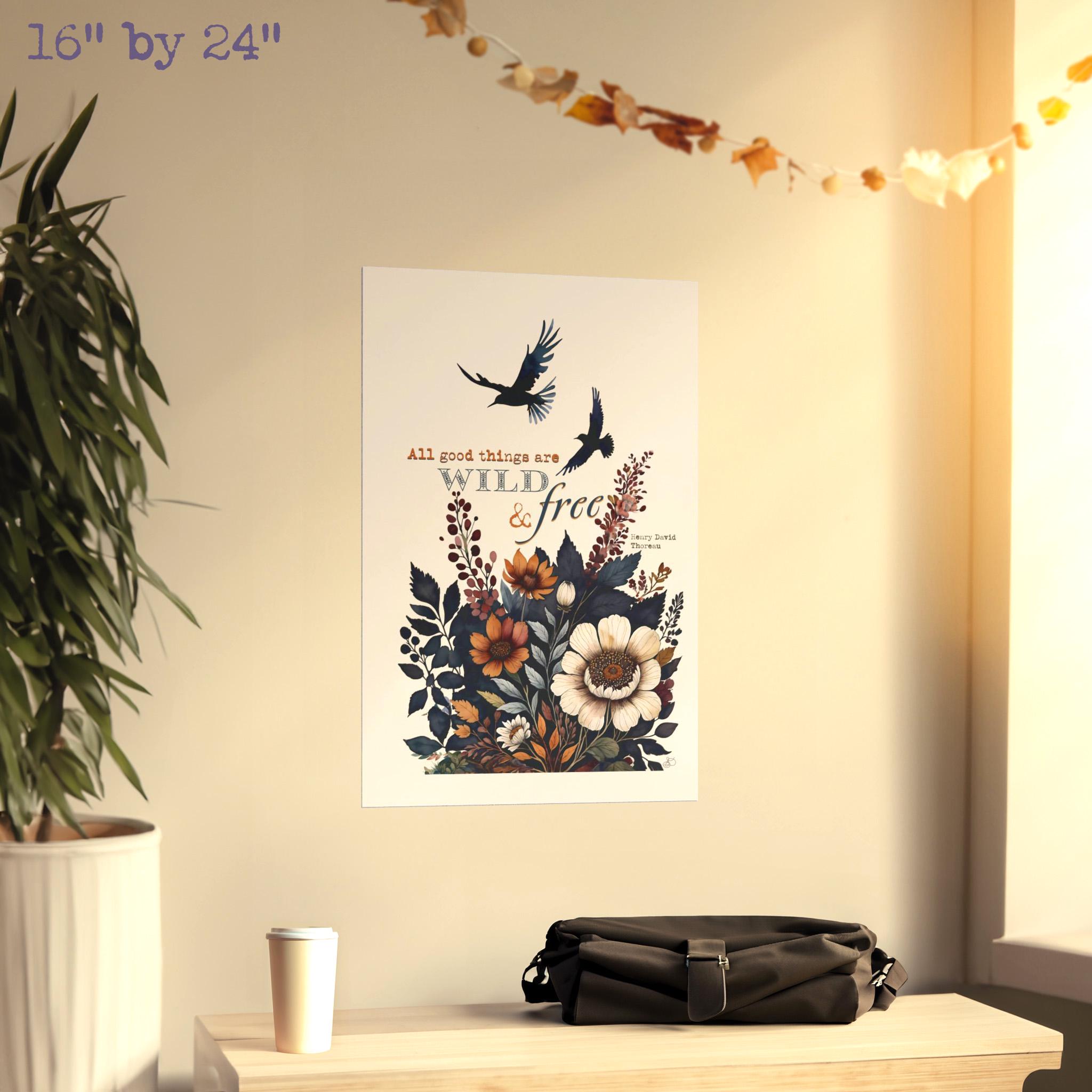 Thoreau Poster. Unframed Henry David Thoreau Quote Floral/leaf Wall Art ...
