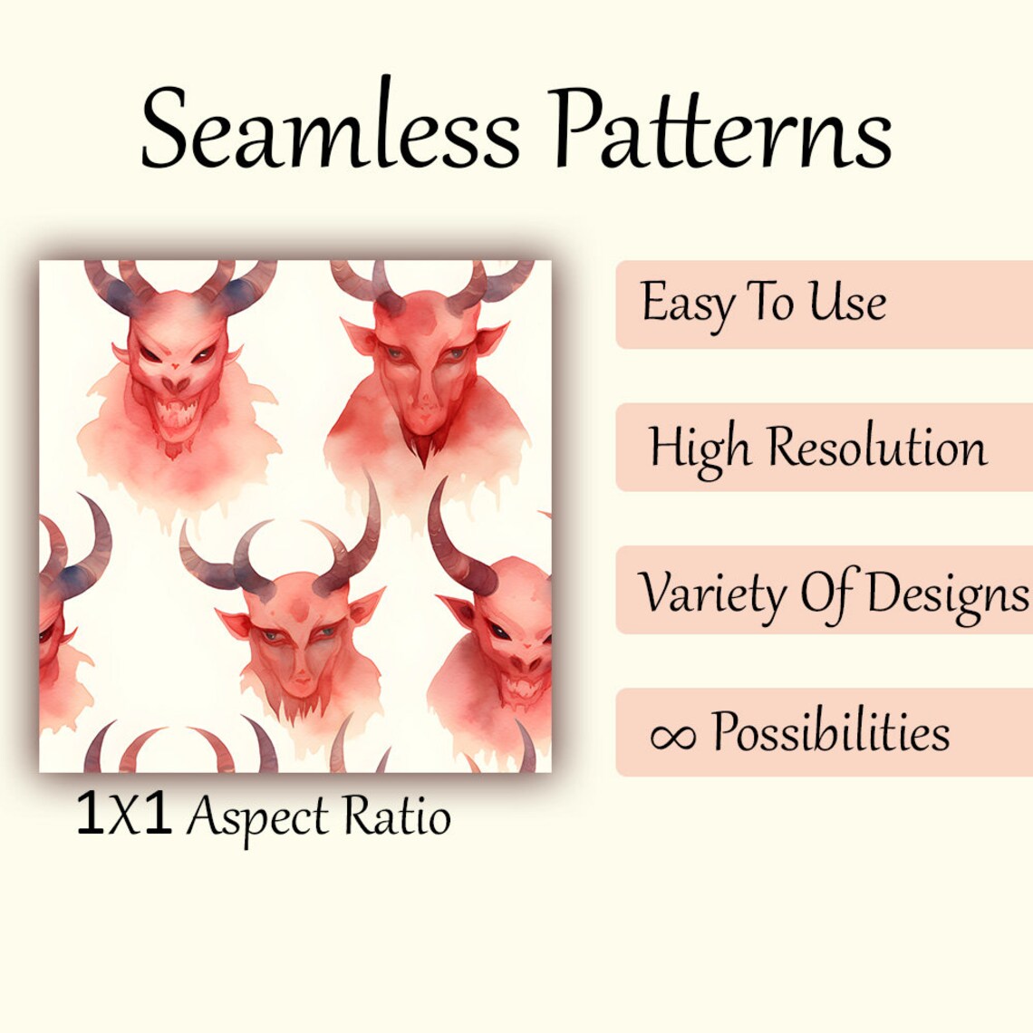 Satanic Seamless Digital Pattern Digital Watercolor Pattern Printable ...