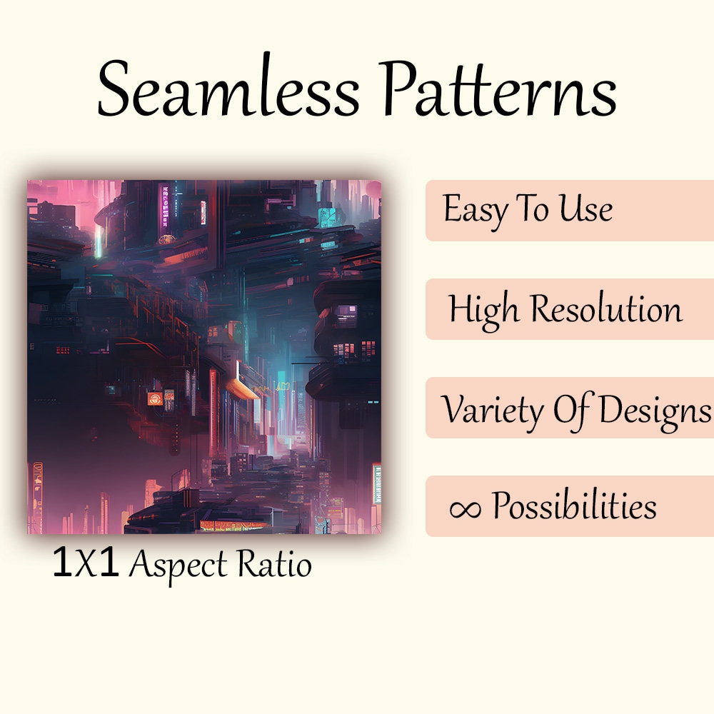 Cyberpunk Seamless Digital Pattern | Digital Watercolor Scifi Pattern ...