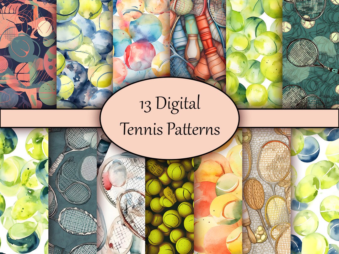 Tennis Seamless Digital Pattern | Digital Watercolor Sports Pattern ...