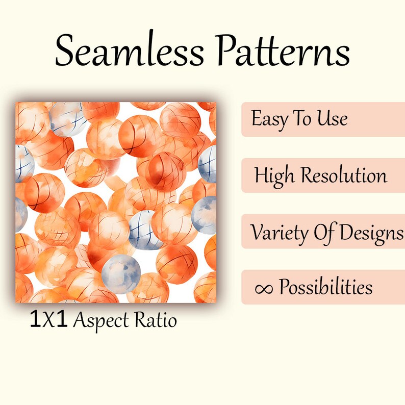 Basketball Seamless Digital Pattern | Digital Watercolor Sports Pattern ...