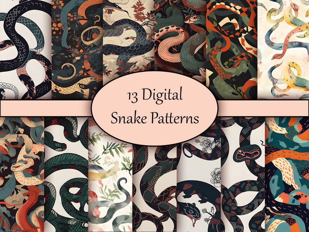 Snakes Seamless Digital Pattern | Digital Watercolor Snake Pattern ...