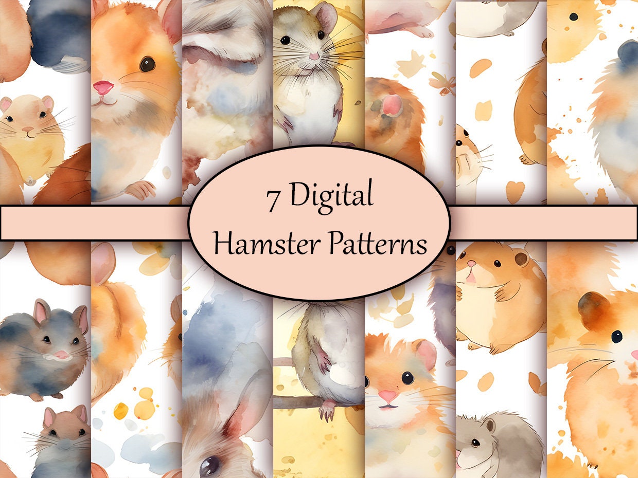 Hamster Seamless Digital Pattern Digital Watercolor Hamster Gerbil ...
