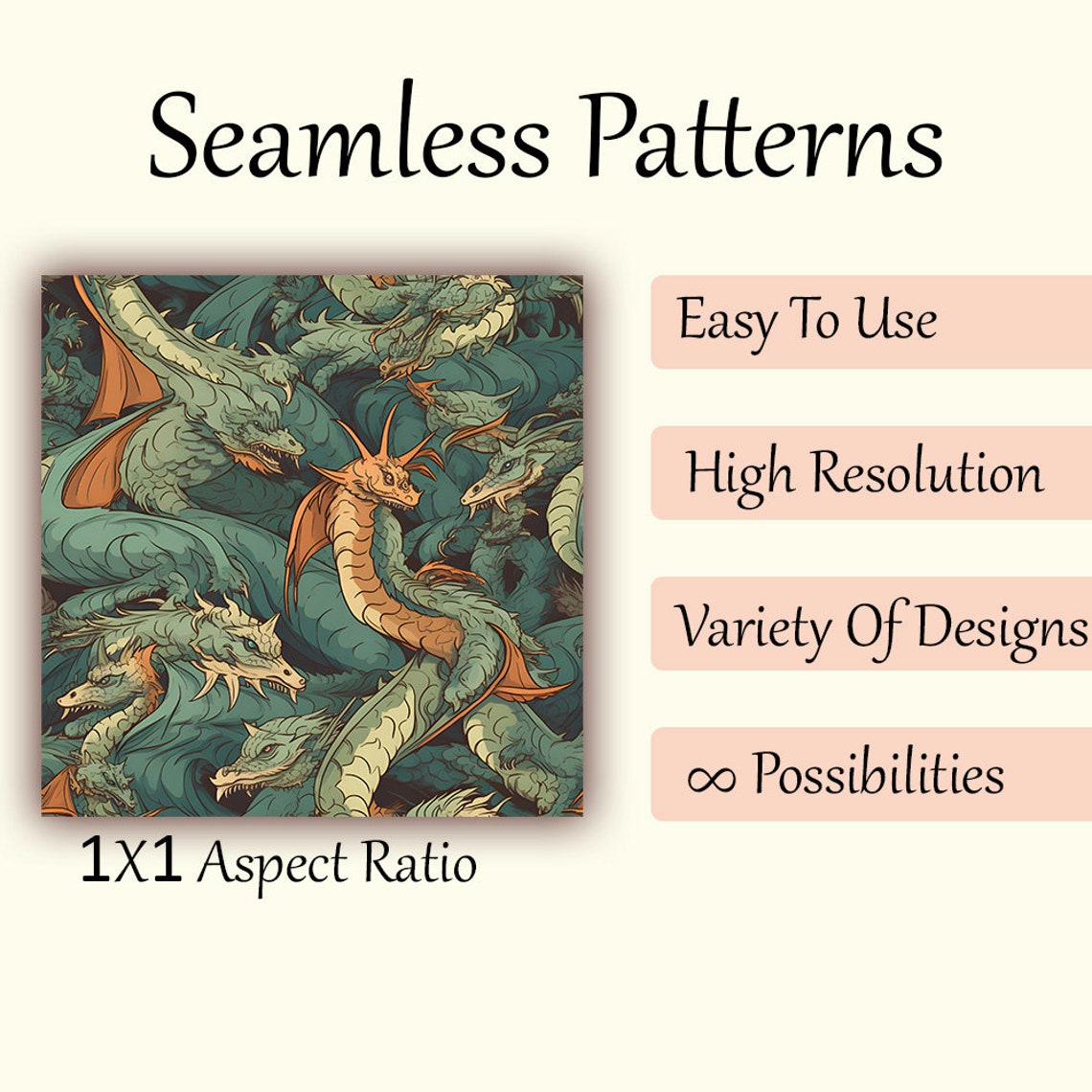 Dnd Fantasy Seamless Digital Pattern | Digital Watercolor Pattern ...