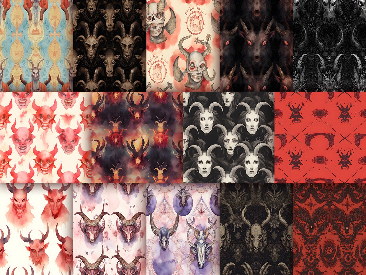 Satanic Seamless Digital Pattern | Digital Watercolor Pattern Printable ...
