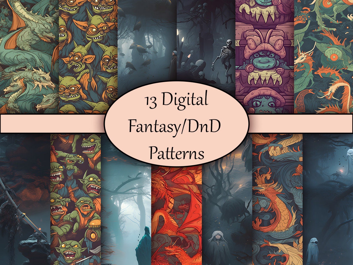 Dnd Fantasy Seamless Digital Pattern | Digital Watercolor Pattern ...