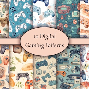 Video Game Seamless Digital Pattern | Digital Watercolor Gaming Pattern ...