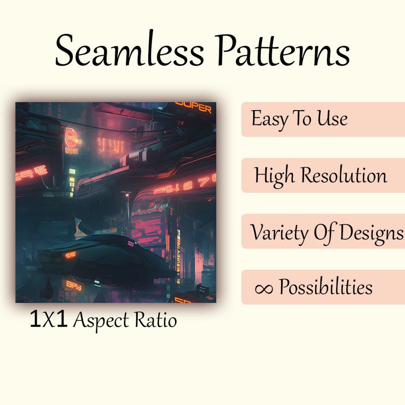 Cyberpunk Seamless Digital Pattern | Digital Watercolor Scifi Pattern ...
