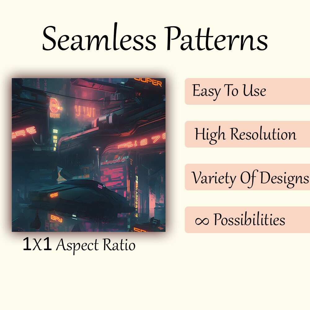 Cyberpunk Seamless Digital Pattern | Digital Watercolor Scifi Pattern ...