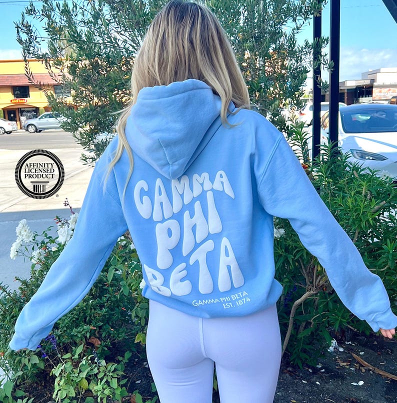 Gamma Phi Beta Puff Letters Hoodie - Sorority Sweatshirt for Gamma Phi ...