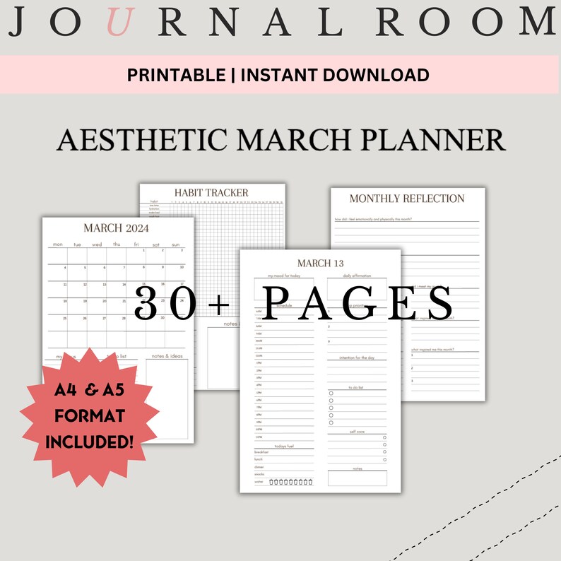 March Digital Planner 2024 Daily Planner Weekly Planner Digital Journal ...