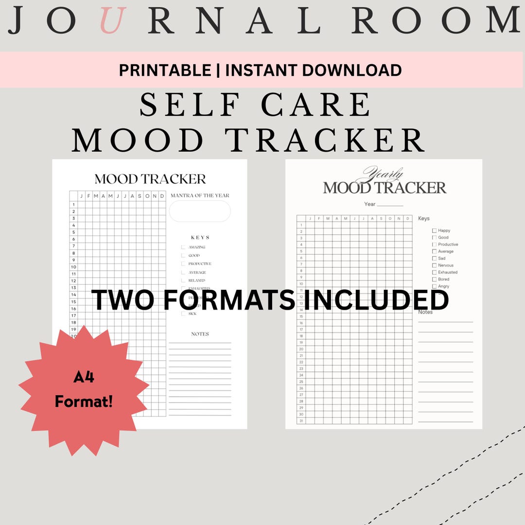 2026 Yearly Mood Tracker, Daily Self-care Journal Mental Health Tracker ...