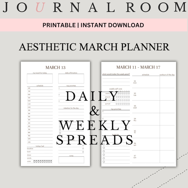 March Digital Planner 2024 Daily Planner Weekly Planner Digital Journal ...
