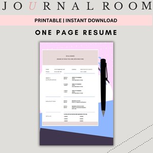 One Page Resume Template | Minimalist Resume | Resume Without Photo ...