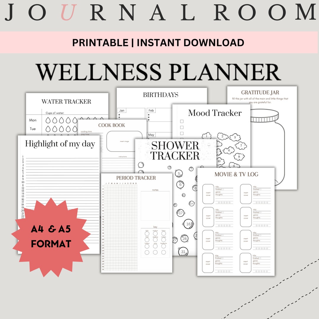 2025 Printable Planner Printable Wellness Planner Bundle Self Care ...