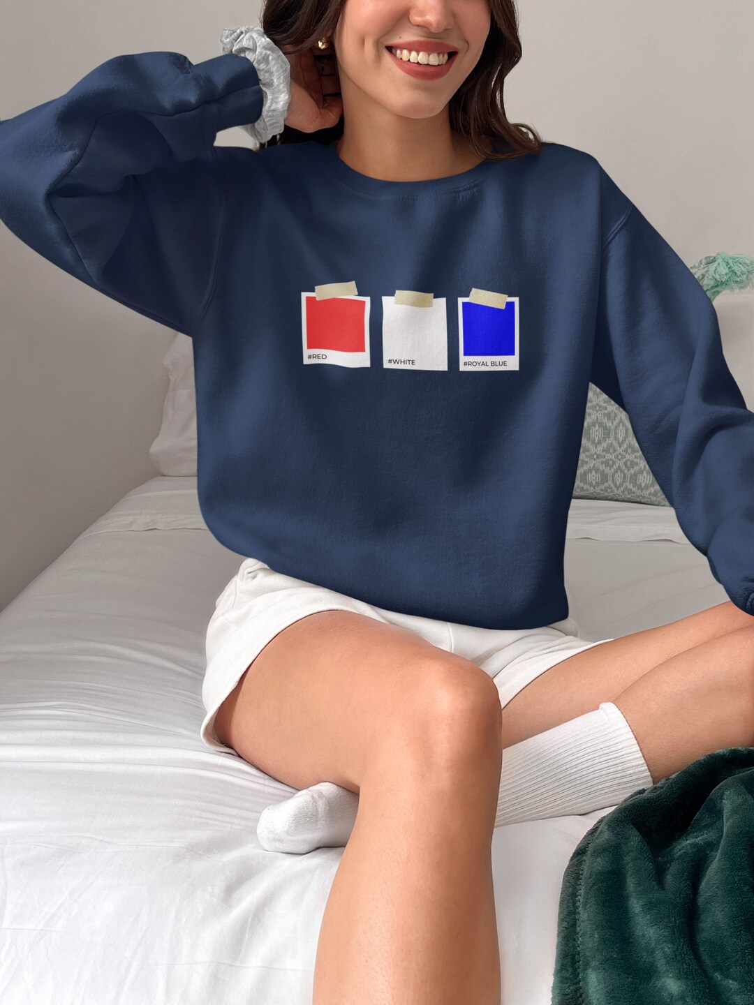 Red, White & Royal Blue Crew Neck - Etsy
